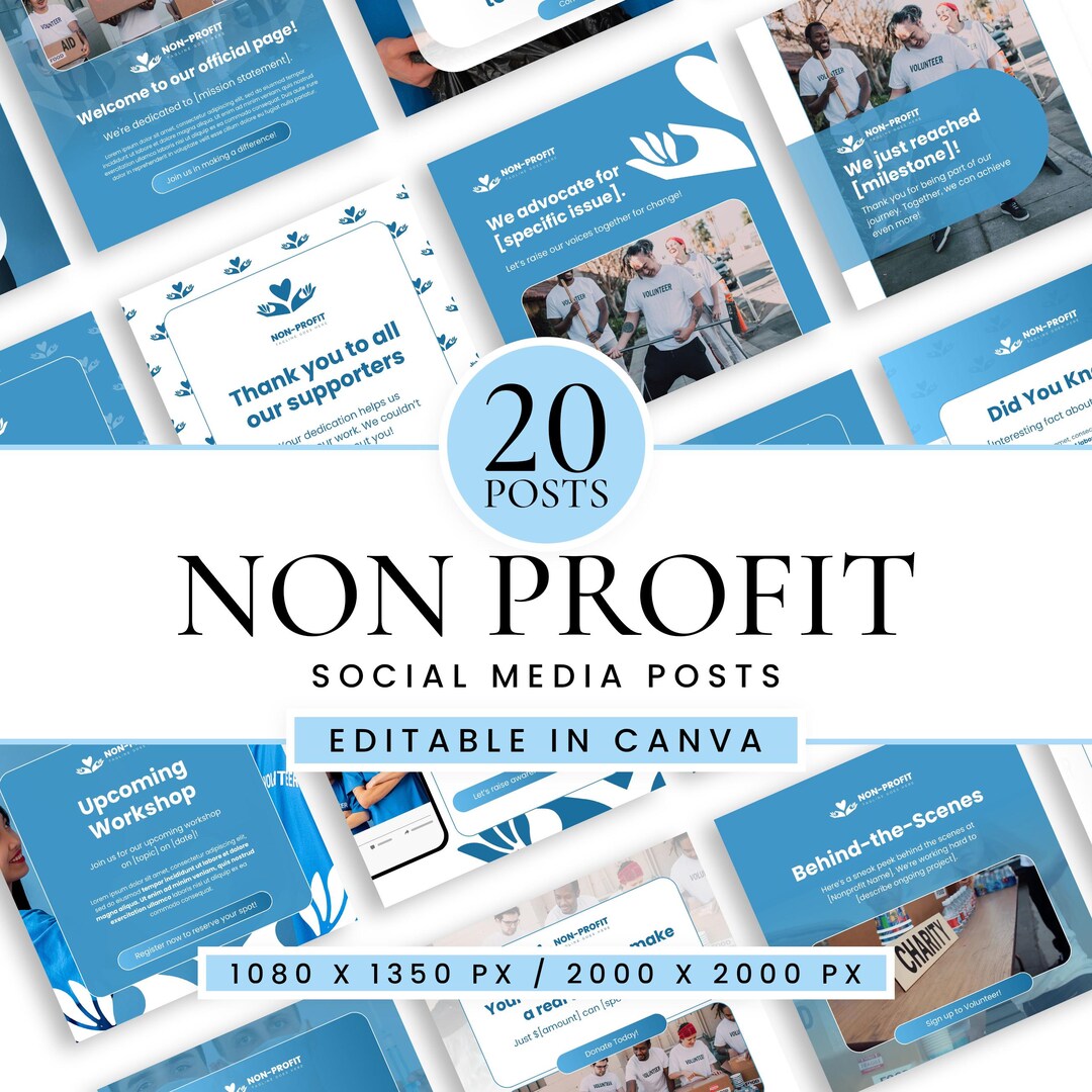 Nonprofit Social Media Post Templates, Editable Canva Posts for Charity ...