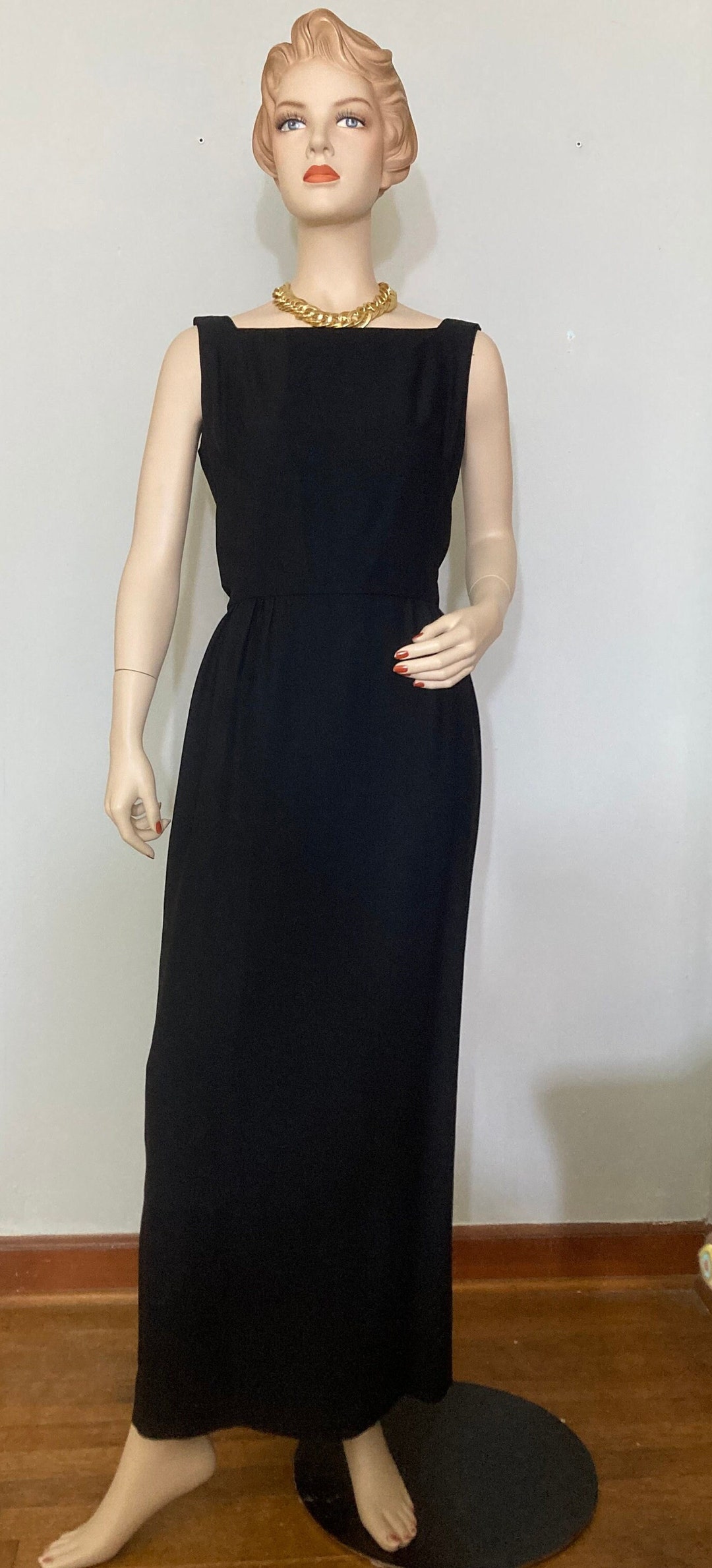 Vintage 1960's Audrey Formal Gown stephen O'grady Black Evening Dress ...