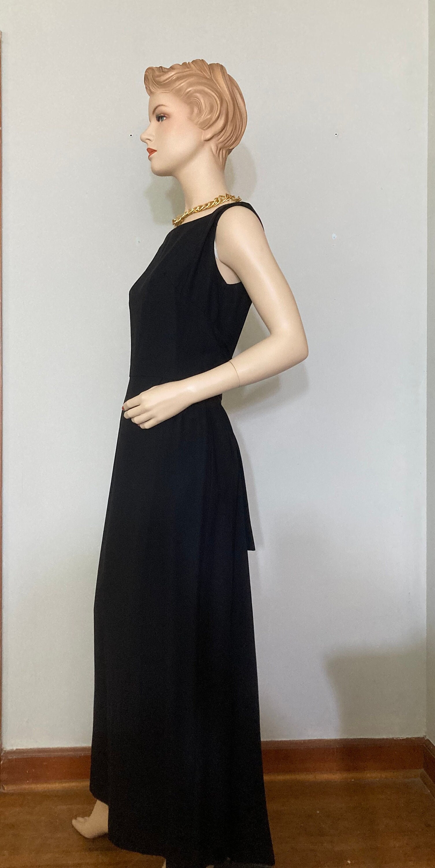 Vintage 1960's Audrey Formal Gown stephen O'grady Black Evening Dress ...