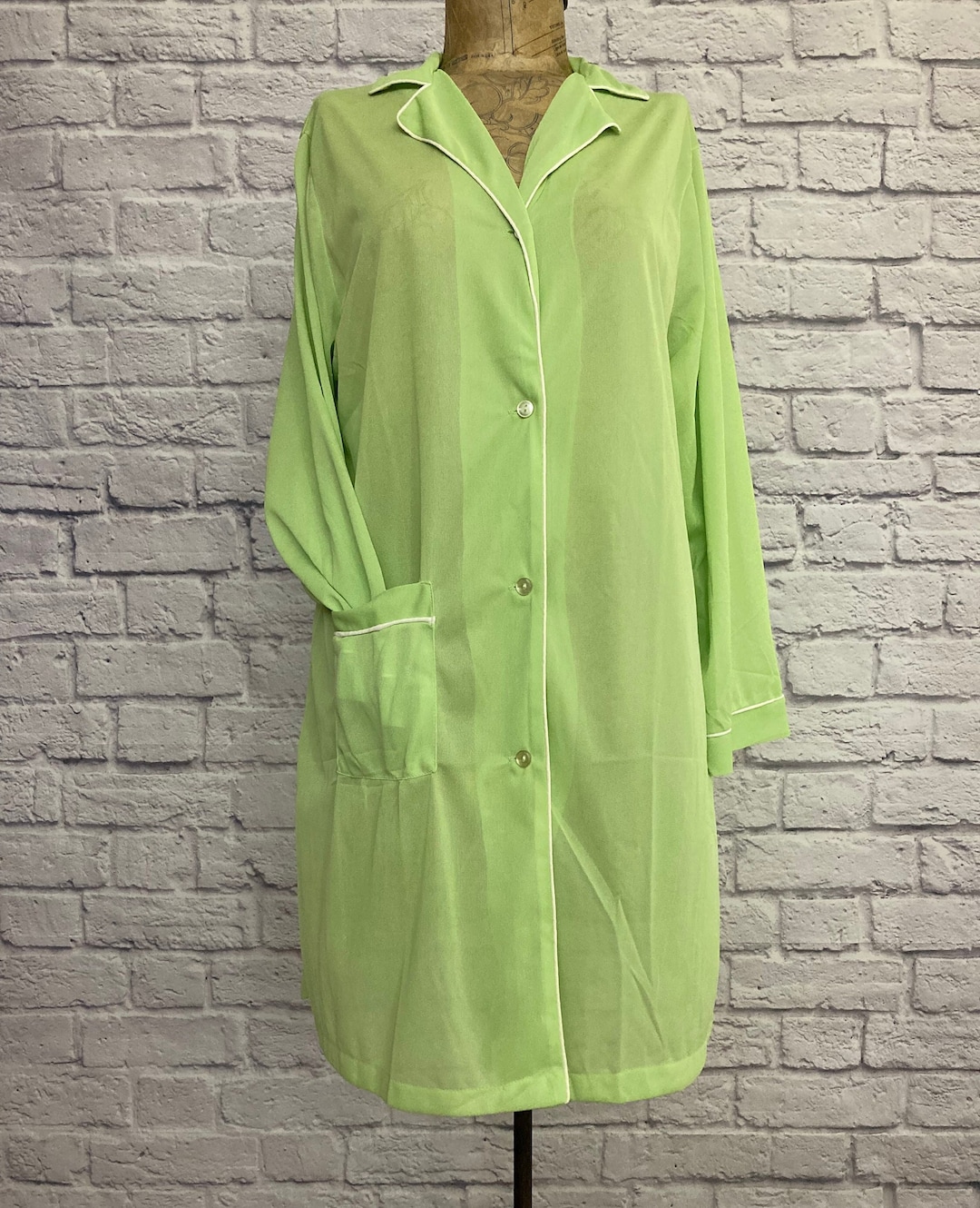 Vintage Sears Lime Green Robe Size 34 | Made in USA Lingerie - Etsy