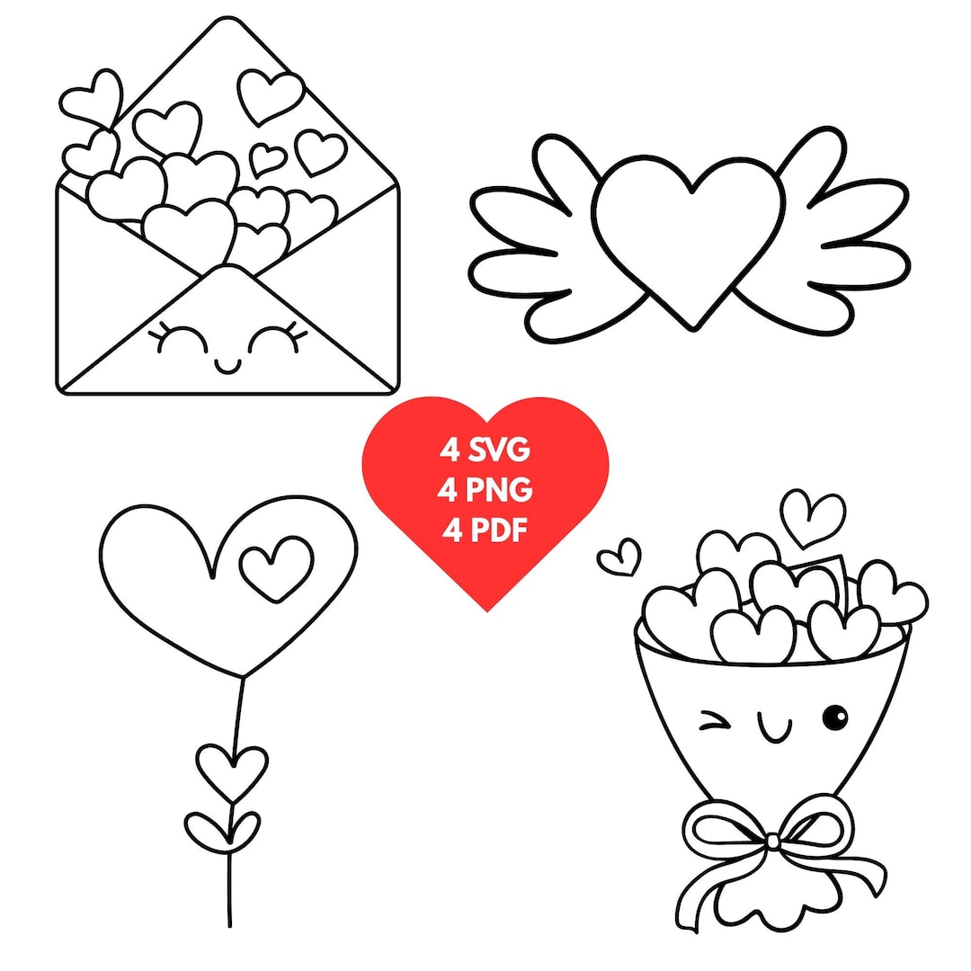 Valentine Hearts Clipart Bundle | SVG & PNG Graphics - Etsy