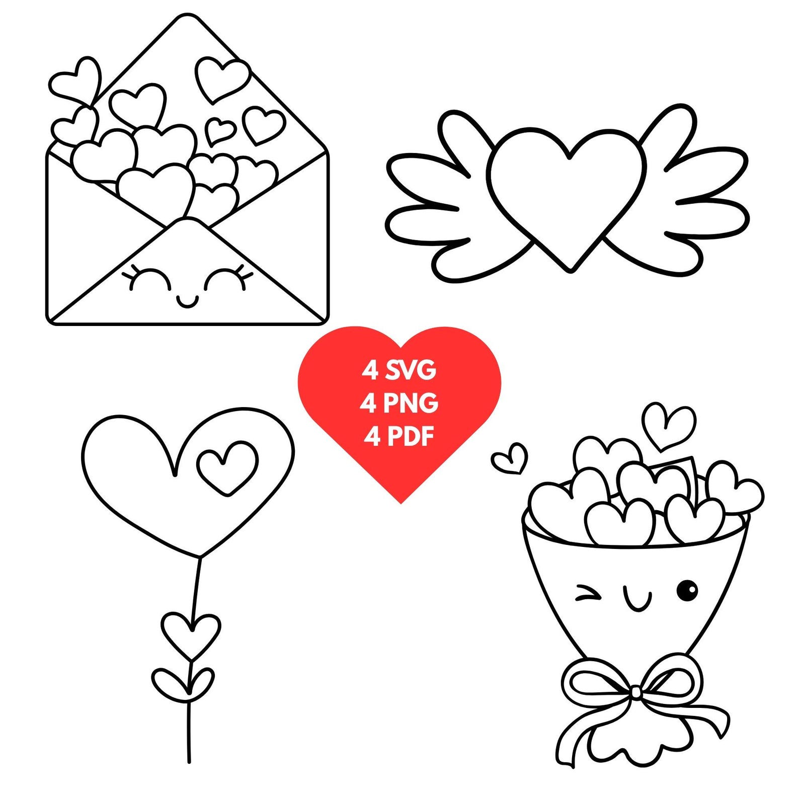 Valentine Hearts Clipart Bundle | SVG & PNG Graphics - Etsy