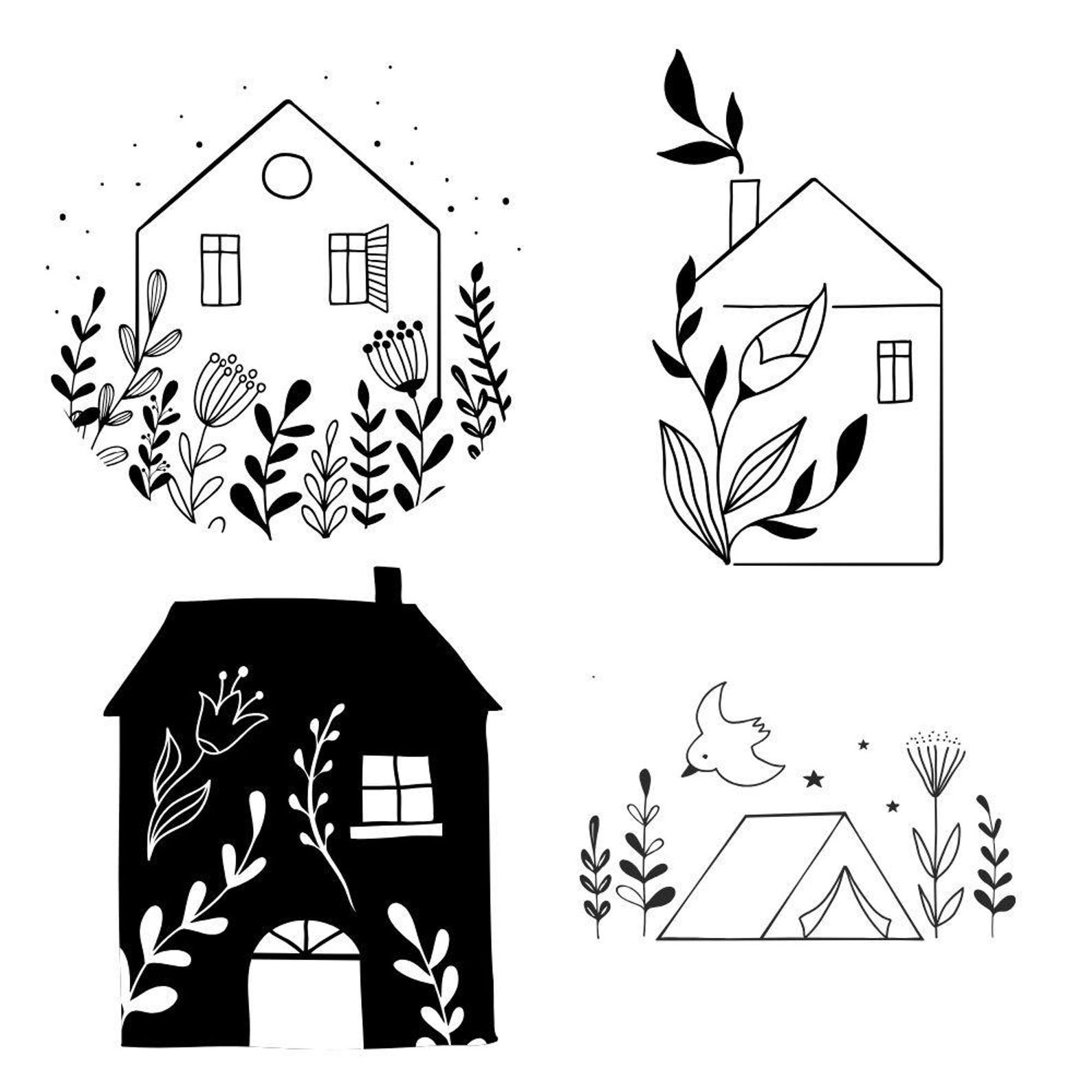 Botanical Houses Line SVG Bundle (digital Download) - Etsy