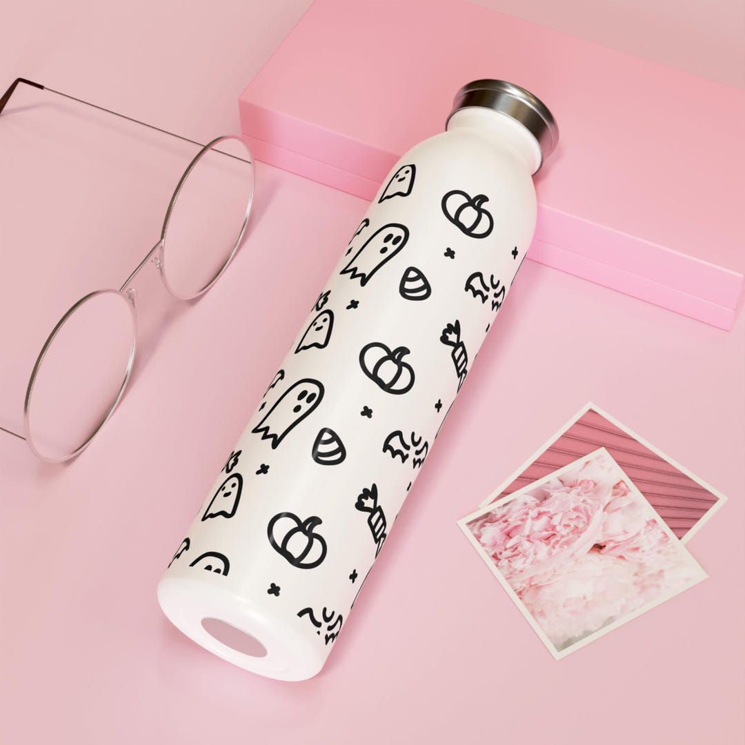 Cutesy Ghost & Pumpkin Water Bottle, Cute Slim Flask for Kids, Eco ...
