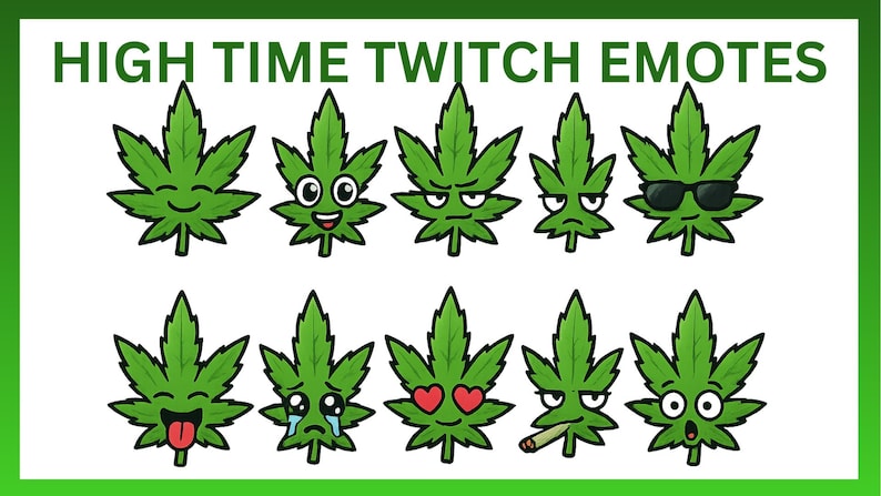 Marijuana Leave Twitch Emote Pack- Set of 10 Cute & Funny Cannabis ...