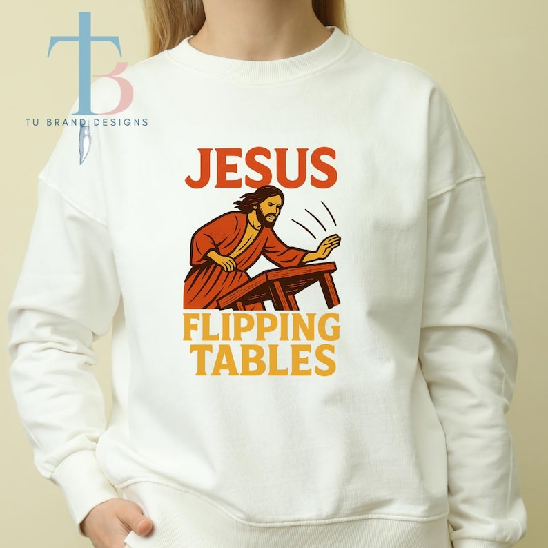 Jesus Flipping Tables PNG | Bold Christian Art | Transparent Background ...