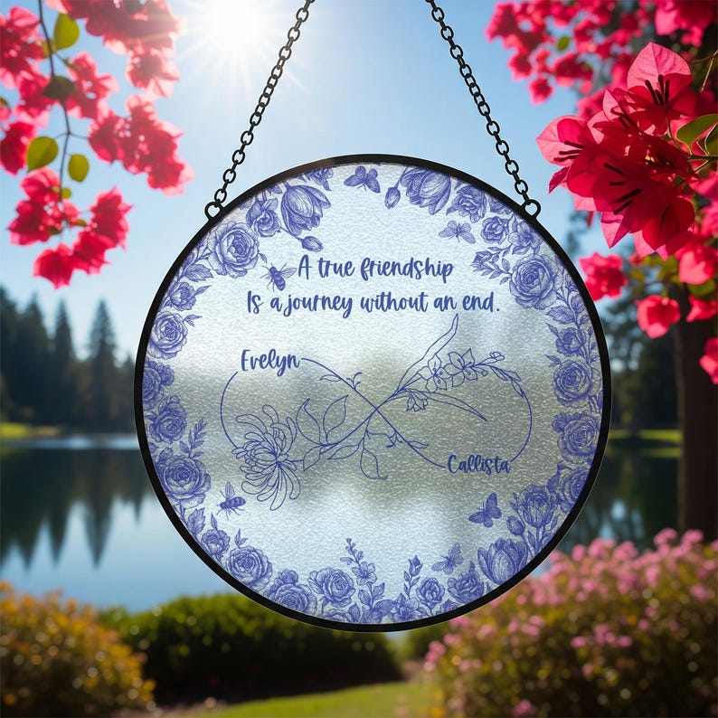 True Friendship Suncatcher, Personalized Chinoiserie Birth Flower ...
