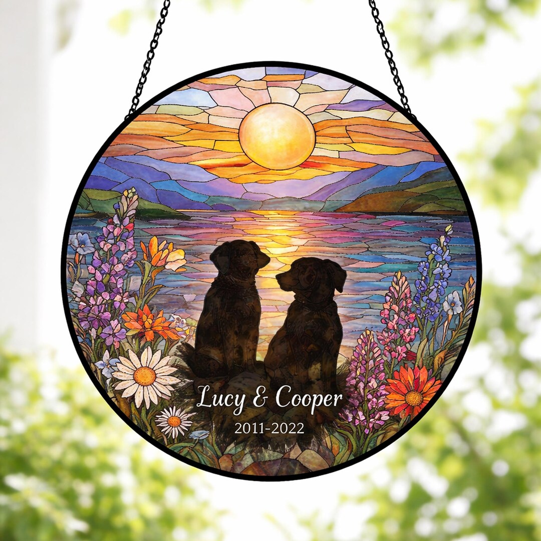 Personalized Dog Memorial Stained Glass Suncatcher, Dog Memorial Gift ...
