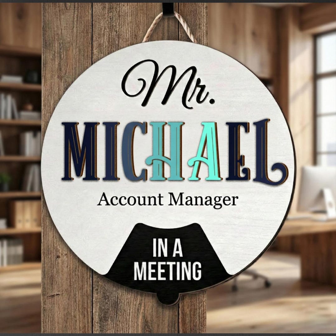 Personalized Rotating Office Door Sign: Wooden Work Status Hanger ...