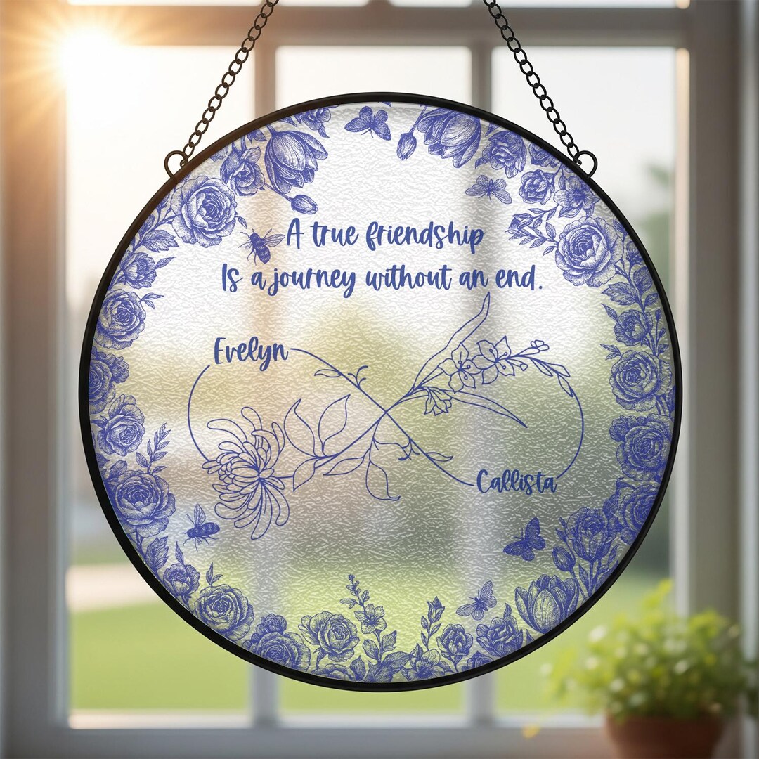 True Friendship Suncatcher, Personalized Chinoiserie Birth Flower ...