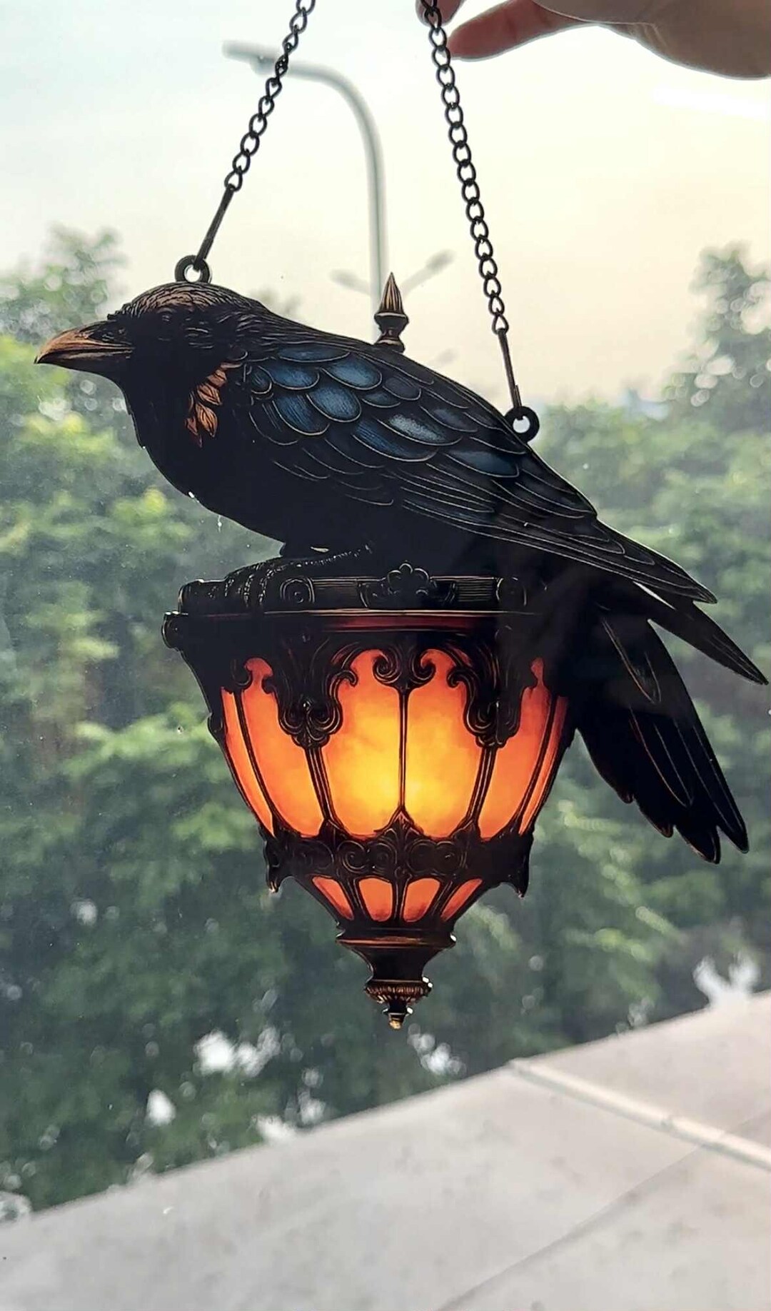Halloween Window Suncatcher Raven Crow – 2D Acrylic Gothic Decor ...