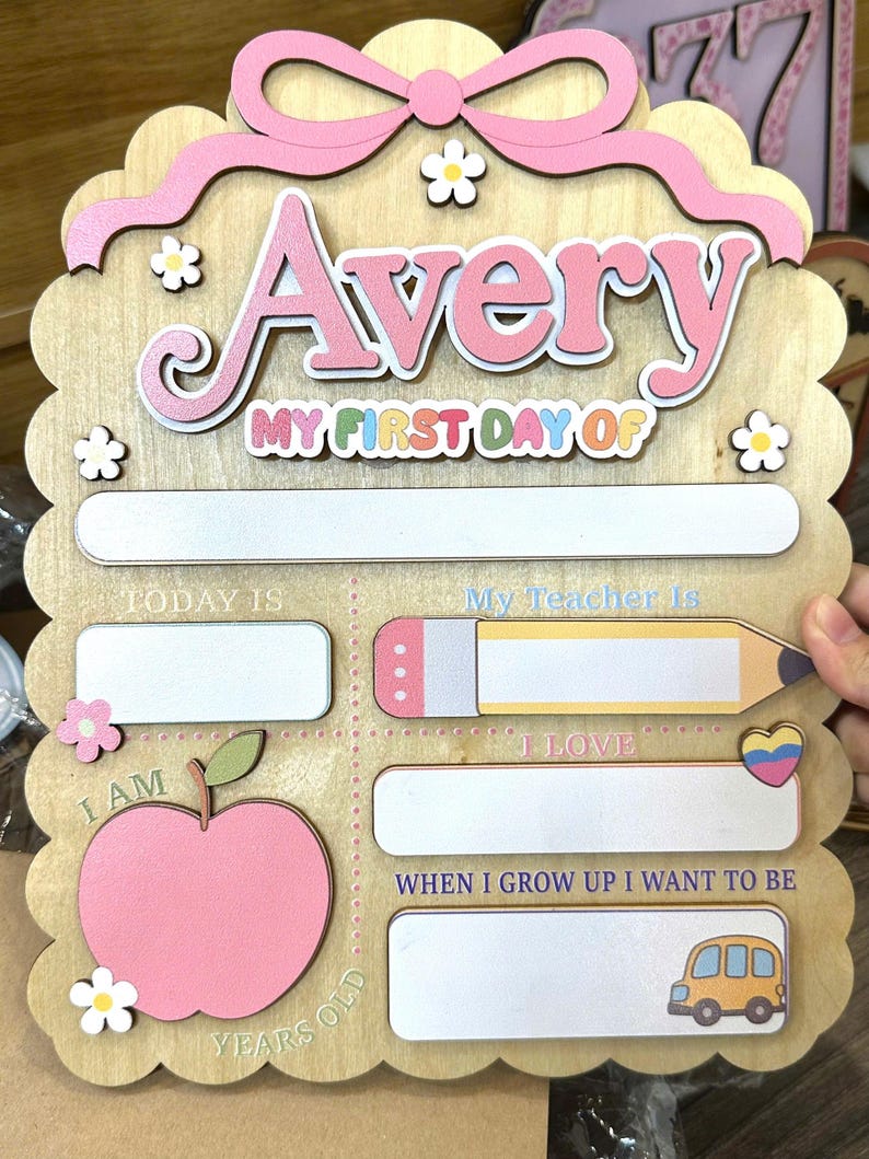 Personalized First Day School Sign, Back to School Sign, Kindergarten ...