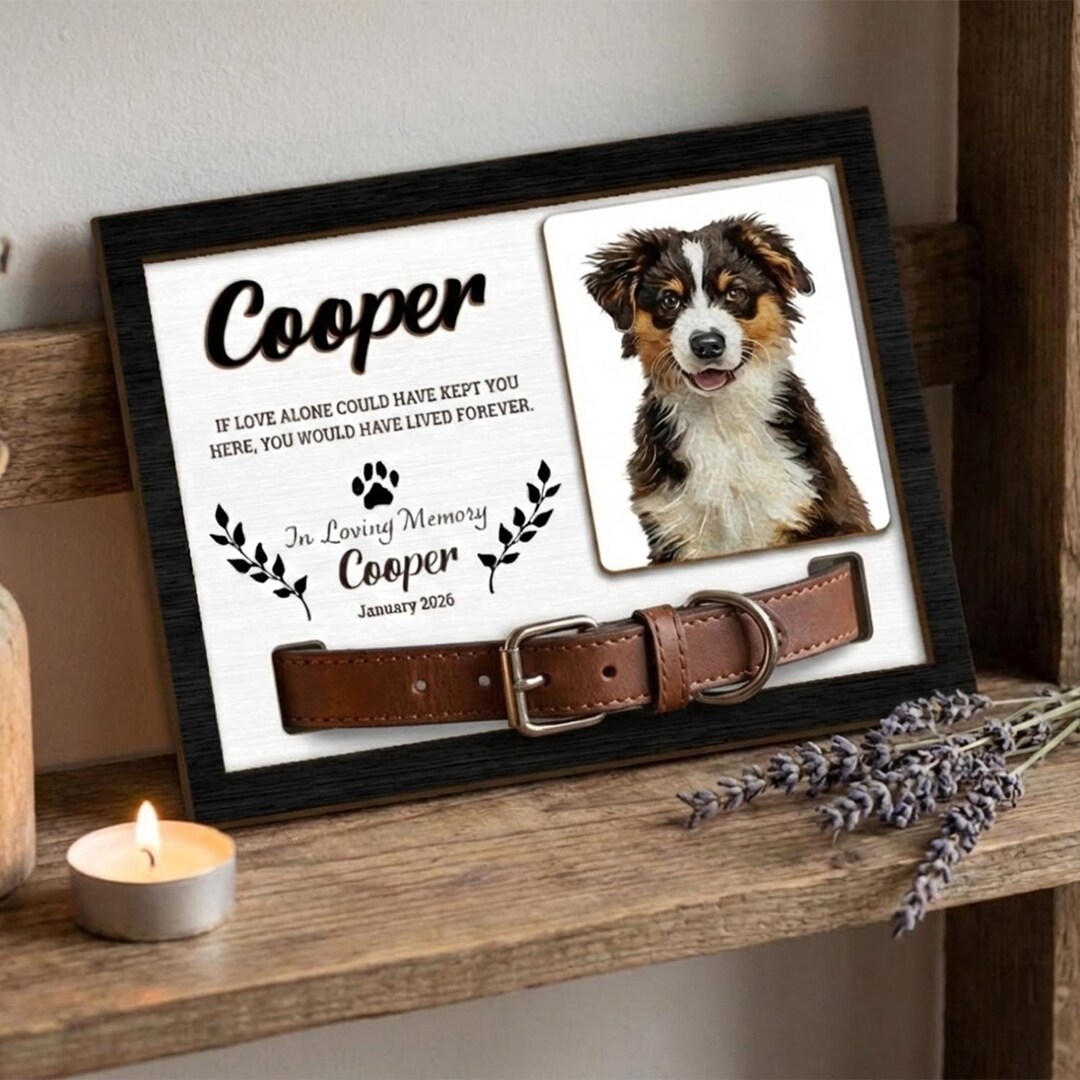 Personalized Dog Memorial Wood Frame, Memorial Pet With Art Photo, Dog ...