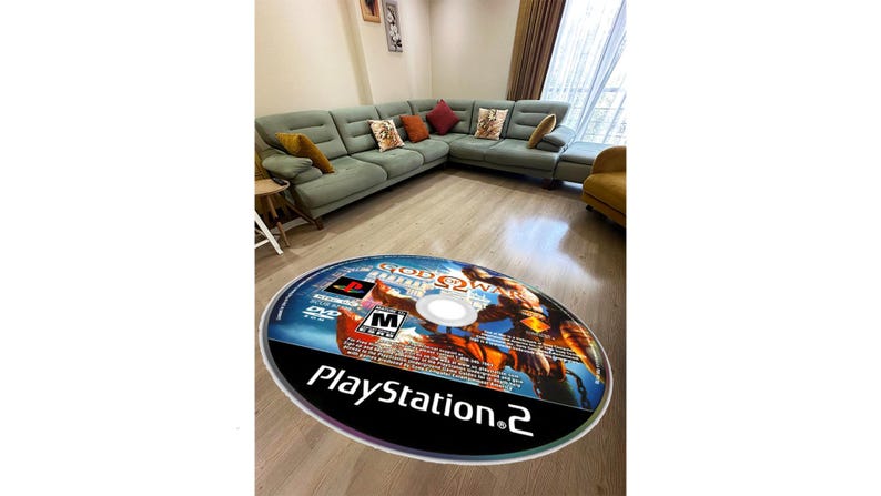 God of War PS2 Disc Rug – Round Gaming Carpet – Playstation Decor ...