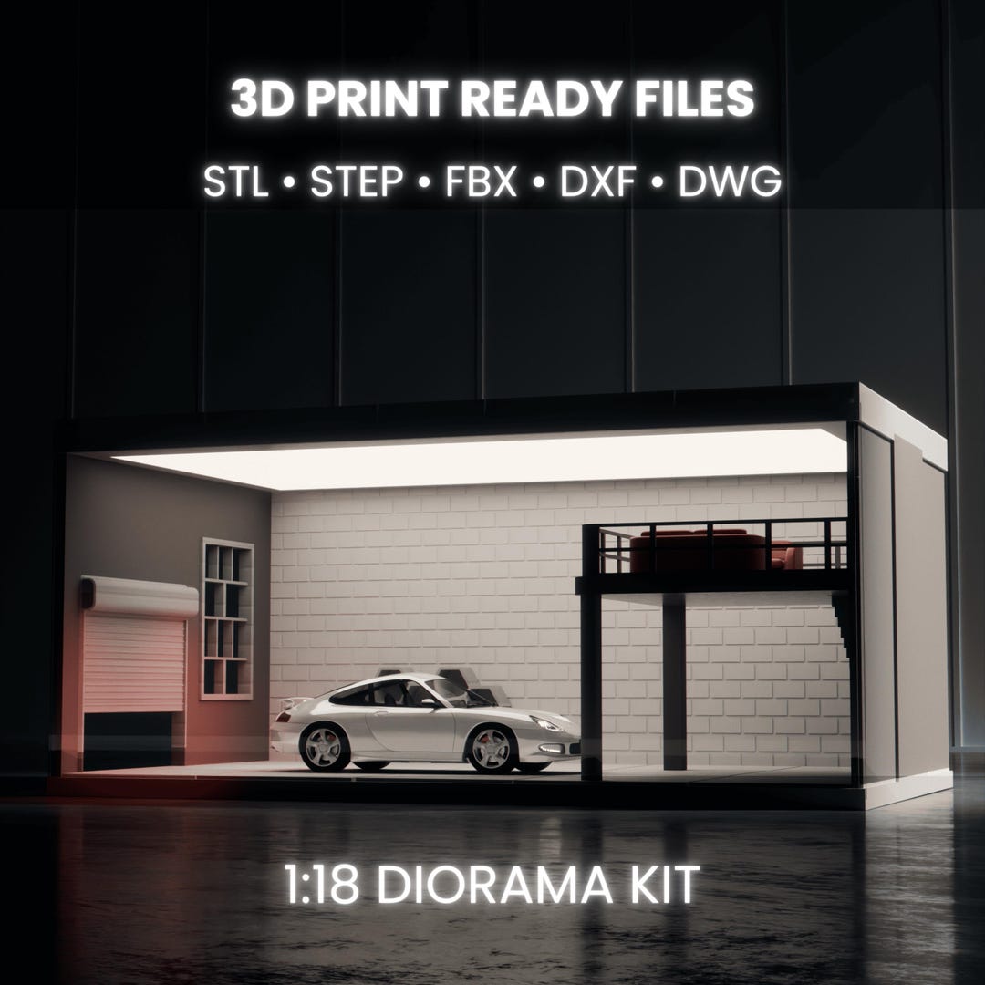 1/18 Scale Modular Garage Diorama Kit STL Files (digital Download) - Etsy