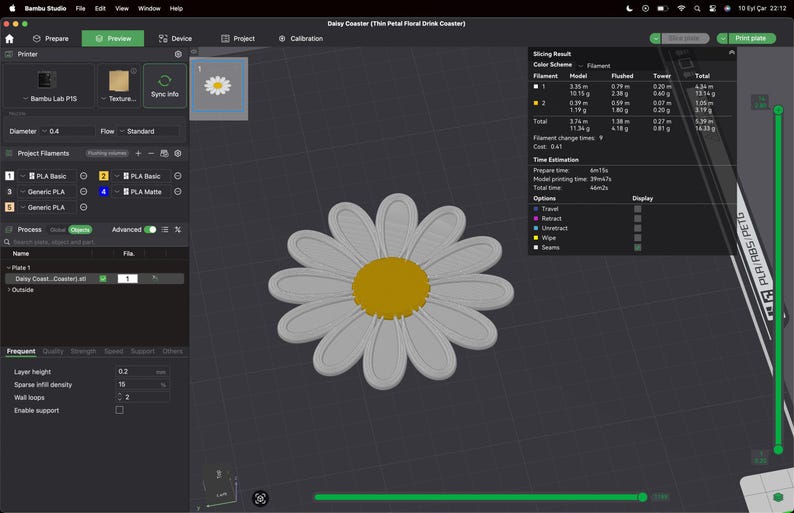 Floral Daisy Drink Coaster | 3D Print Files (STL, STEP, FBX) (digital ...