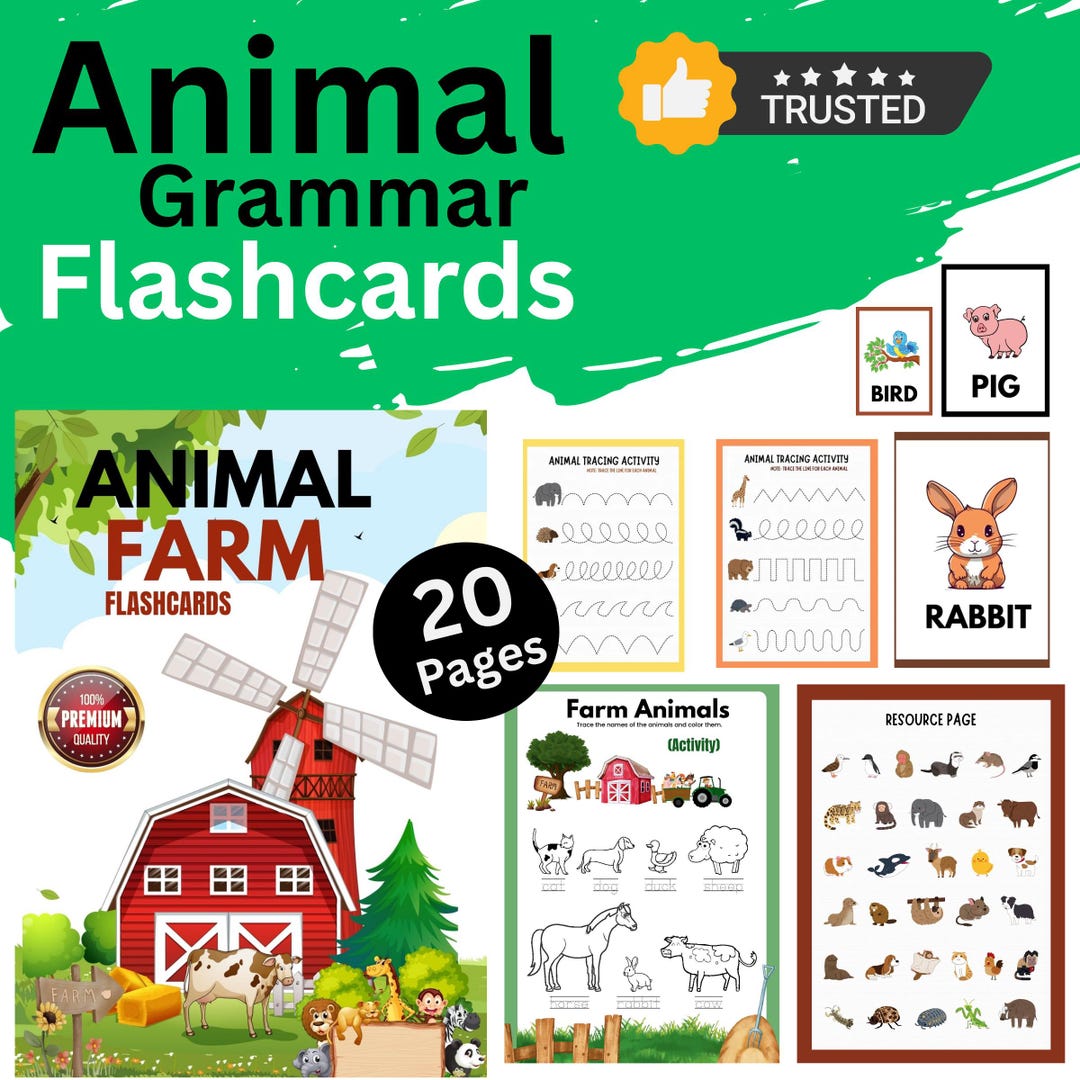 Montessori Animal Flashcards & Tracing Bundle | 20 Pages of Grammar ...