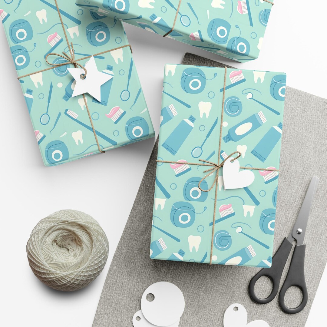 Cute Dental-themed Gift Wrap Paper, Fun Wrapping Paper for Dental Gifts ...