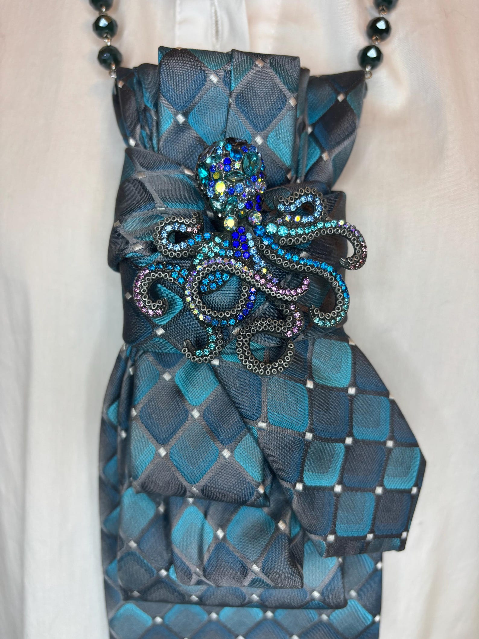 Upcycled Necktie Transformed Into One of a Kind Necklace With Brooch - Etsy