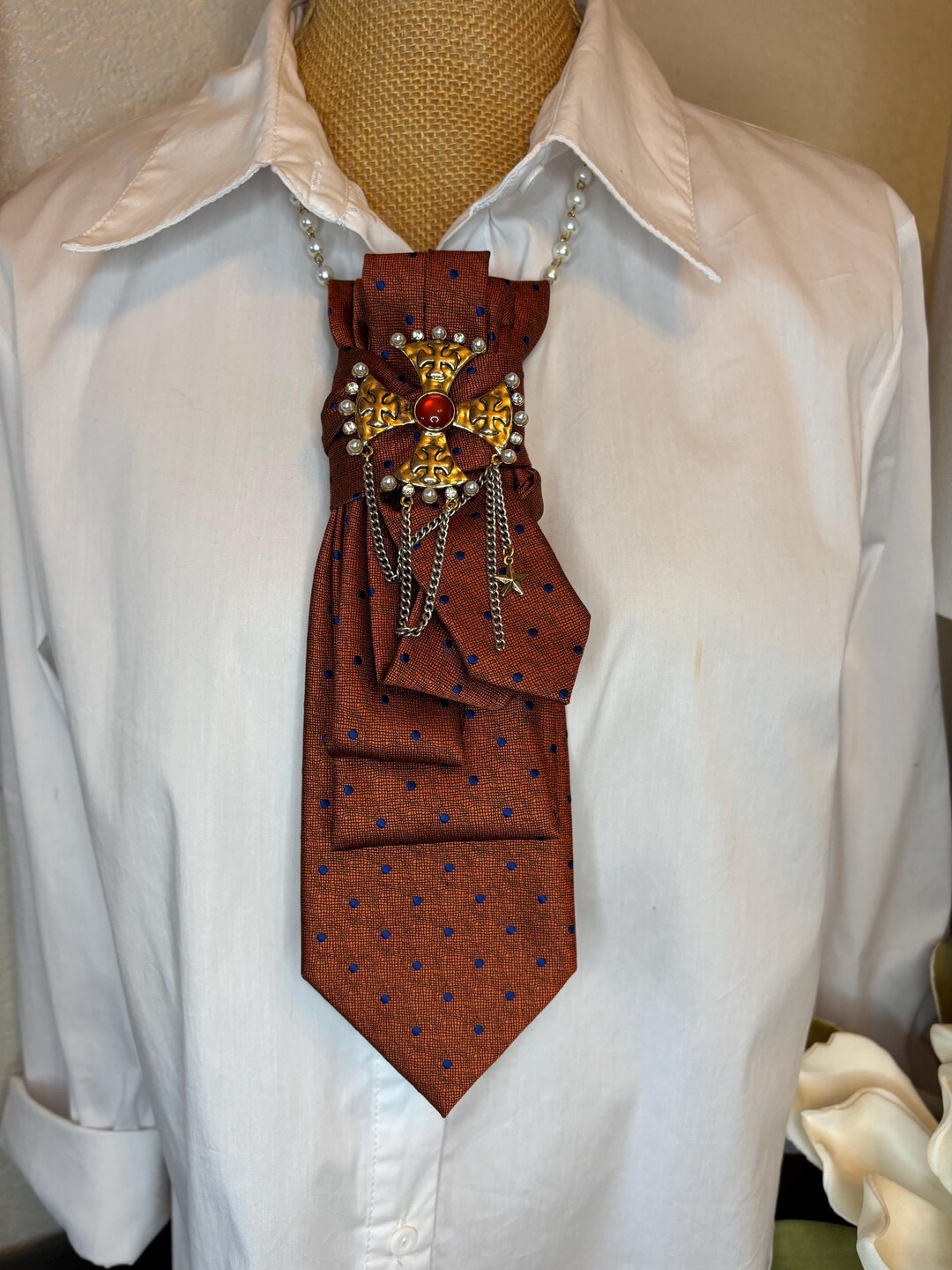 Upcycled Necktie Transformed Into One of a Kind Necklace With Brooch - Etsy