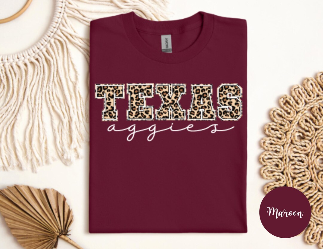 Texas Agg Maroon Cheetah Shirt With Free Shipping - Etsy