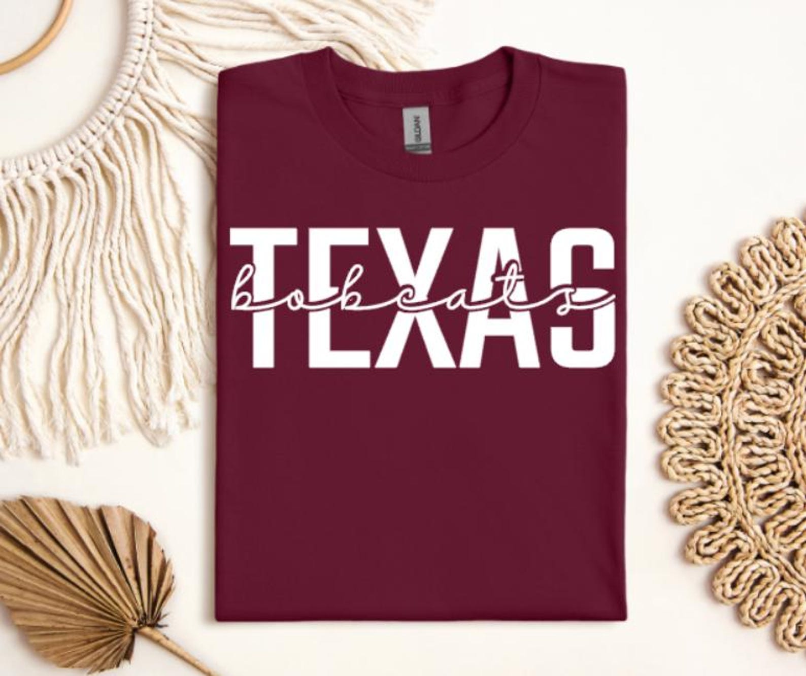 TXST Maroon Tee | Bobcat | San Marcos Texas - Etsy