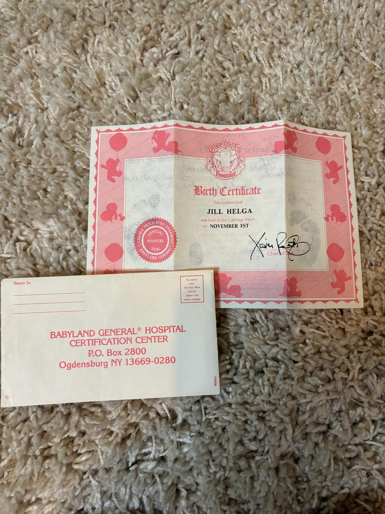 Rare Vintage 1982 Cabbage Patch Kid – Original Birth Certificate ...