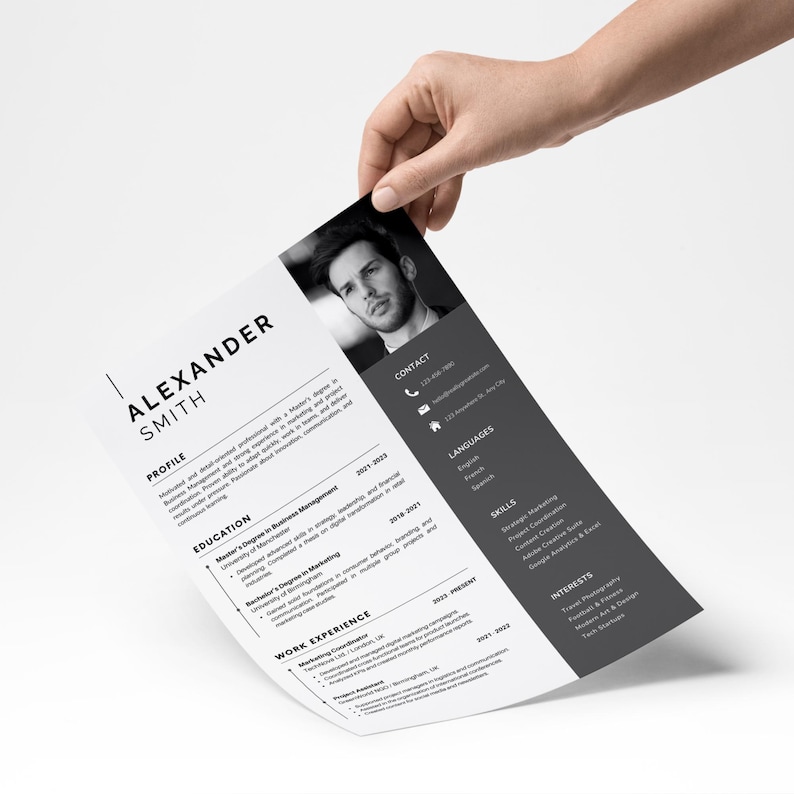 Minimalist Resume Template for Men | Modern CV in English | Editable in ...