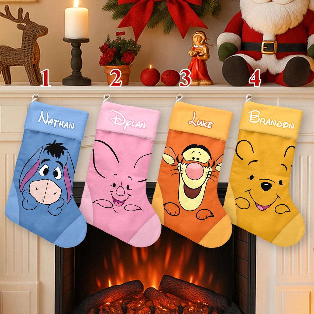 Personalized Winnie the Pooh Xmas Stocking, Pooh Eeyore Tigger Piglet ...