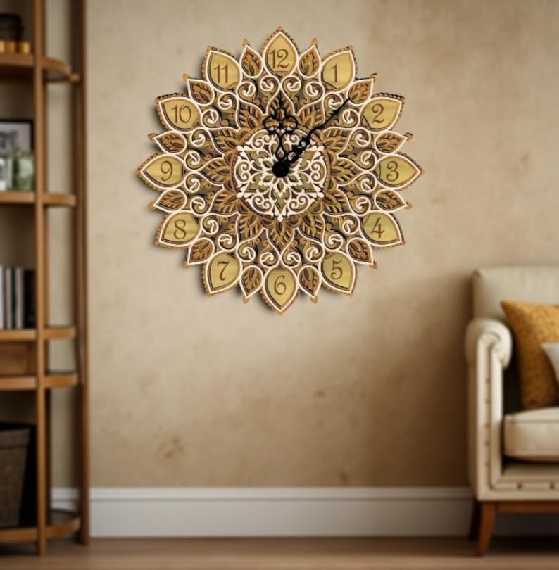 Mandala Clock Multilayer Laser Cut Wall Art SVG, DFX, PDF File. - Etsy
