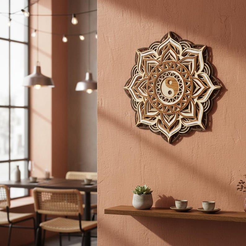 Multilayer Laser Cut Yin Yang Mandala Wall Art SVG, DFX, PDF File - Etsy