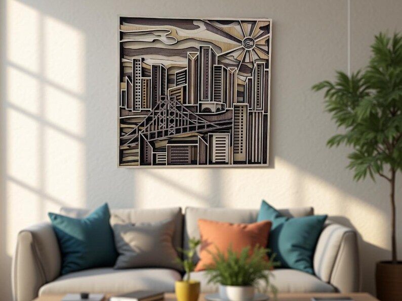 Multilayer City Bridge Laser Cut Wall Art SVG, PDF, DXF File - Etsy
