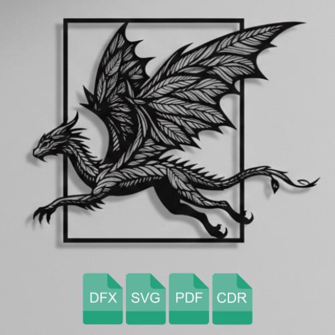 Dragon SVG Laser Cut Wall Art PDF, Dxf Files - Etsy