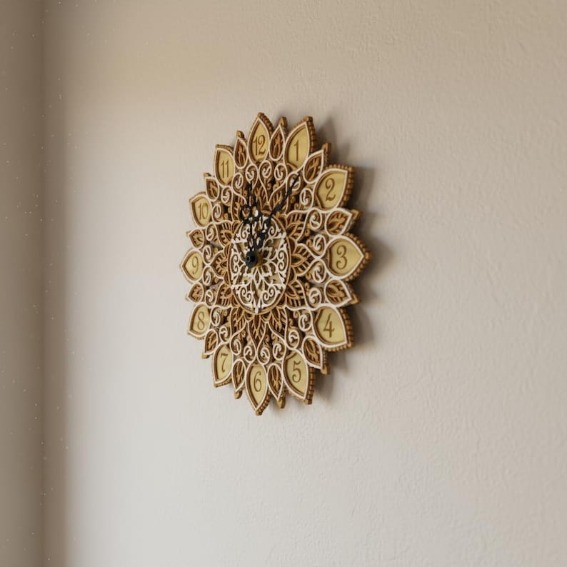 Mandala Clock Multilayer Laser Cut Wall Art SVG, DFX, PDF File. - Etsy