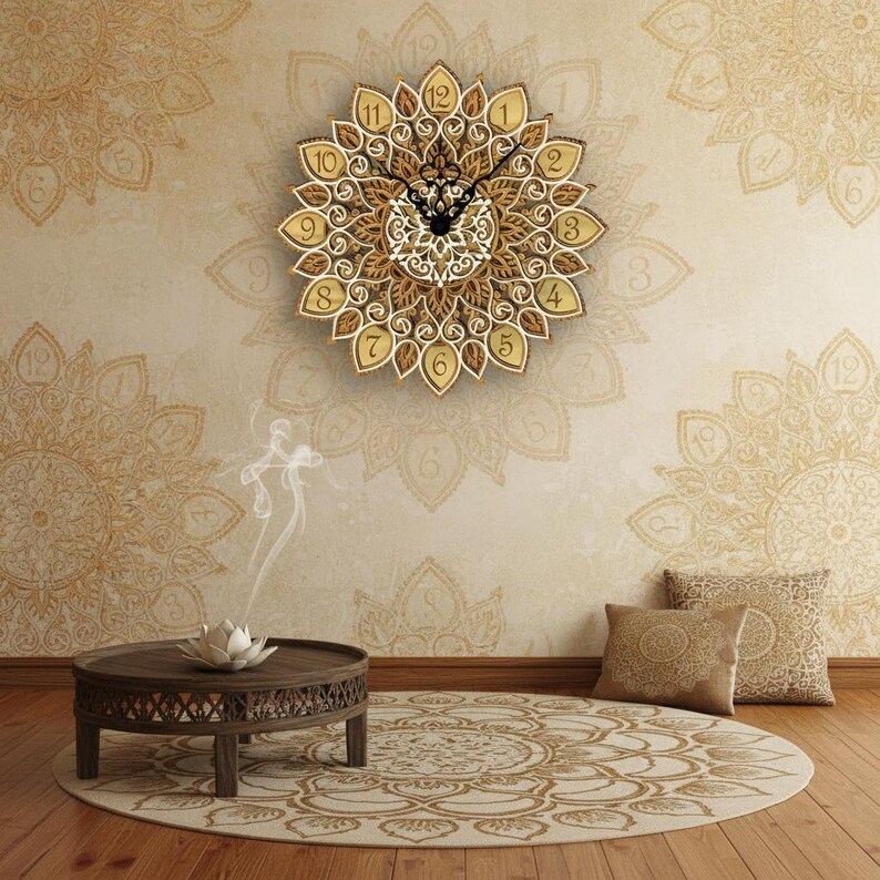 Mandala Clock Multilayer Laser Cut Wall Art SVG, DFX, PDF File. - Etsy