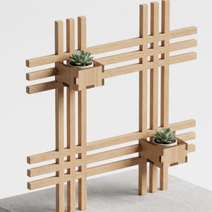 Modern Wooden Wall Shelf SVG | Geometric Plant Display Rack | Laser Cut ...