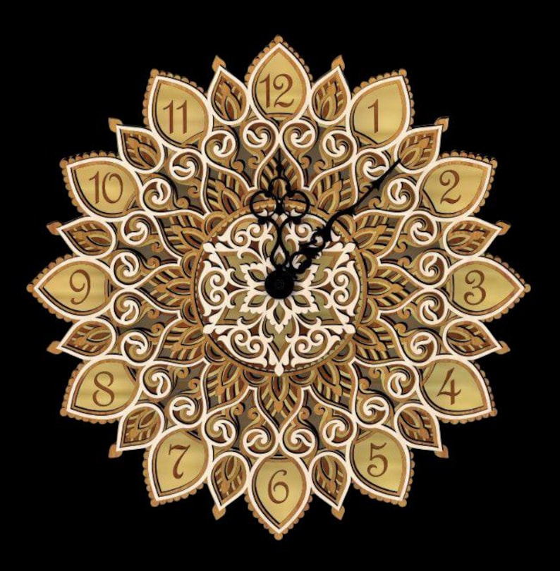 Mandala Clock Multilayer Laser Cut Wall Art SVG, DFX, PDF File. - Etsy
