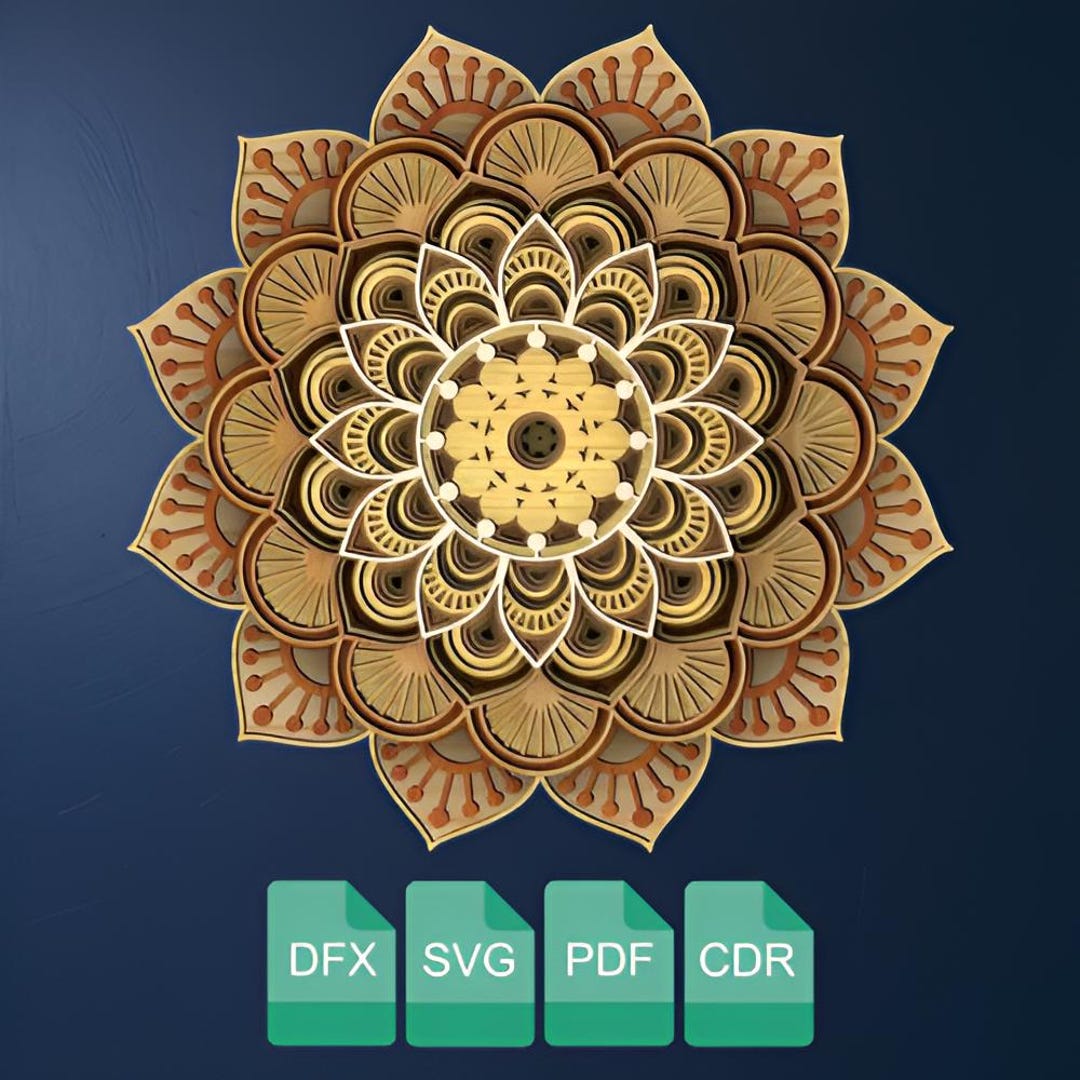 Multilayer Mandala SVG Laser Cut Wall Art PDF, DXF File. - Etsy
