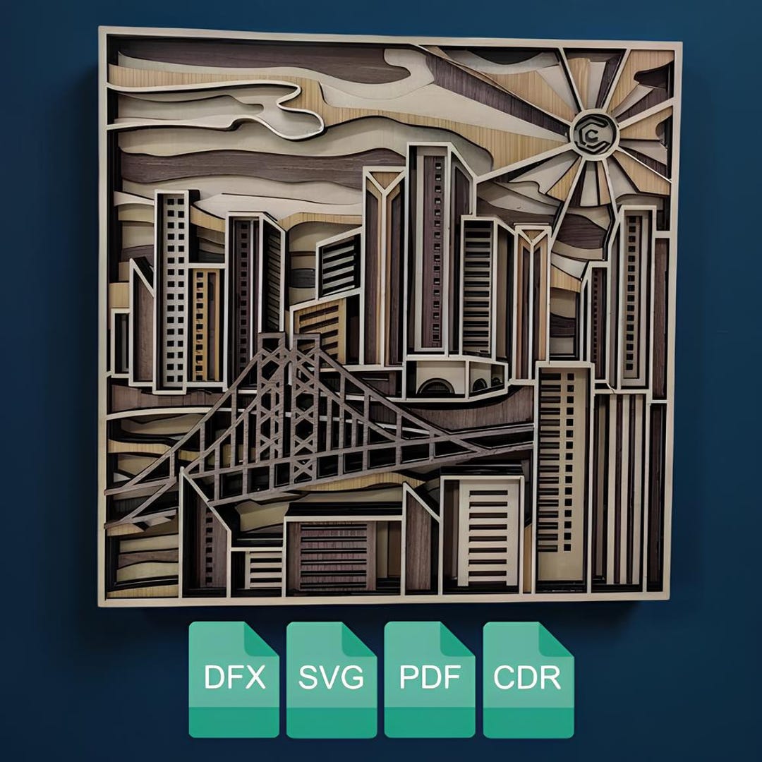 Multilayer City Bridge Laser Cut Wall Art SVG, PDF, DXF File - Etsy