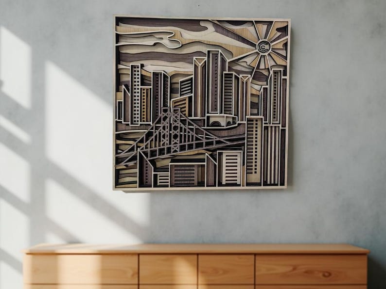 Multilayer City Bridge Laser Cut Wall Art SVG, PDF, DXF File - Etsy
