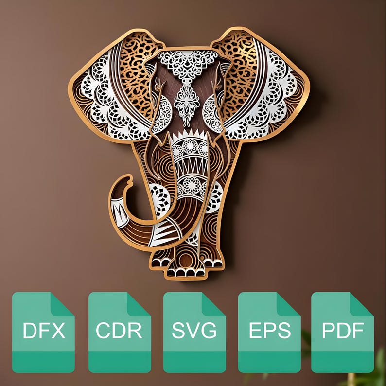 Boho Mandala Elephant Wall Art | 3D Multilayer Laser Cut Design for ...