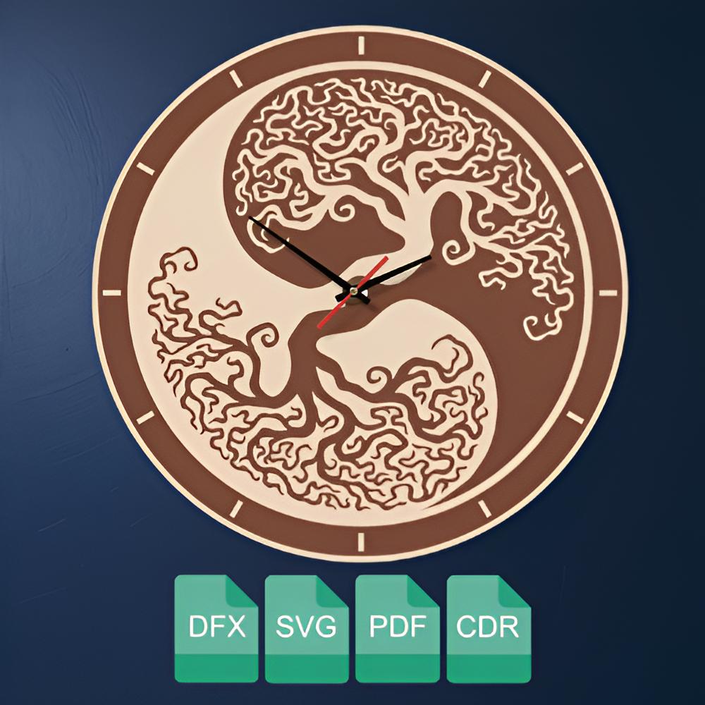Yin Yang SVG Multilayer Clock Laser Cut Wall Art PDF, DXF File. - Etsy