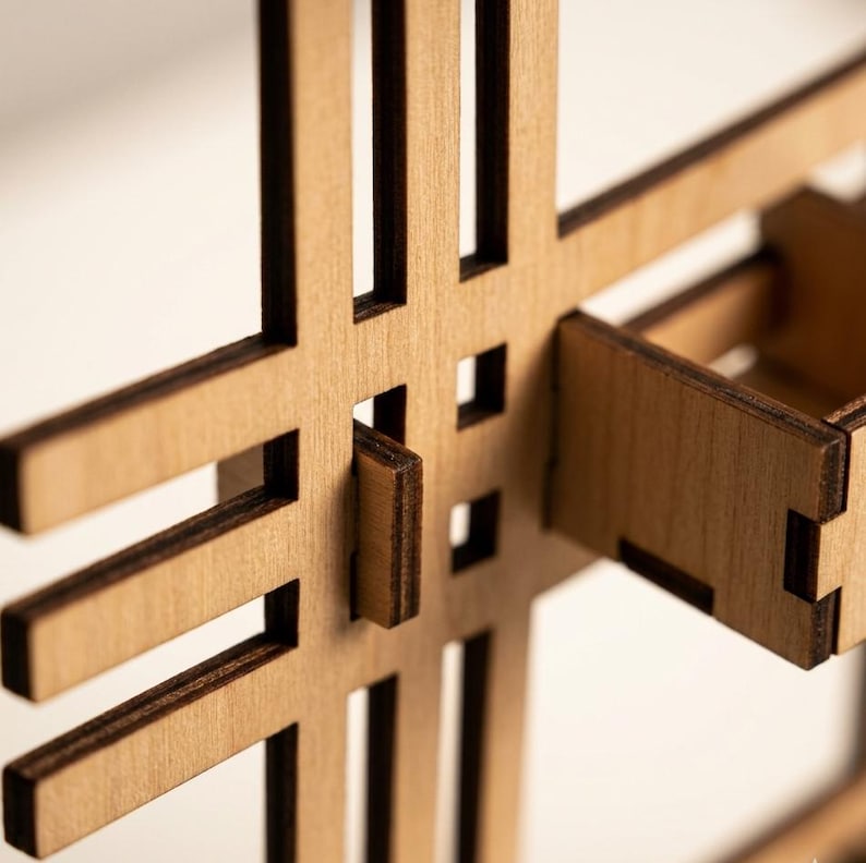 Modern Wooden Wall Shelf SVG | Geometric Plant Display Rack | Laser Cut ...