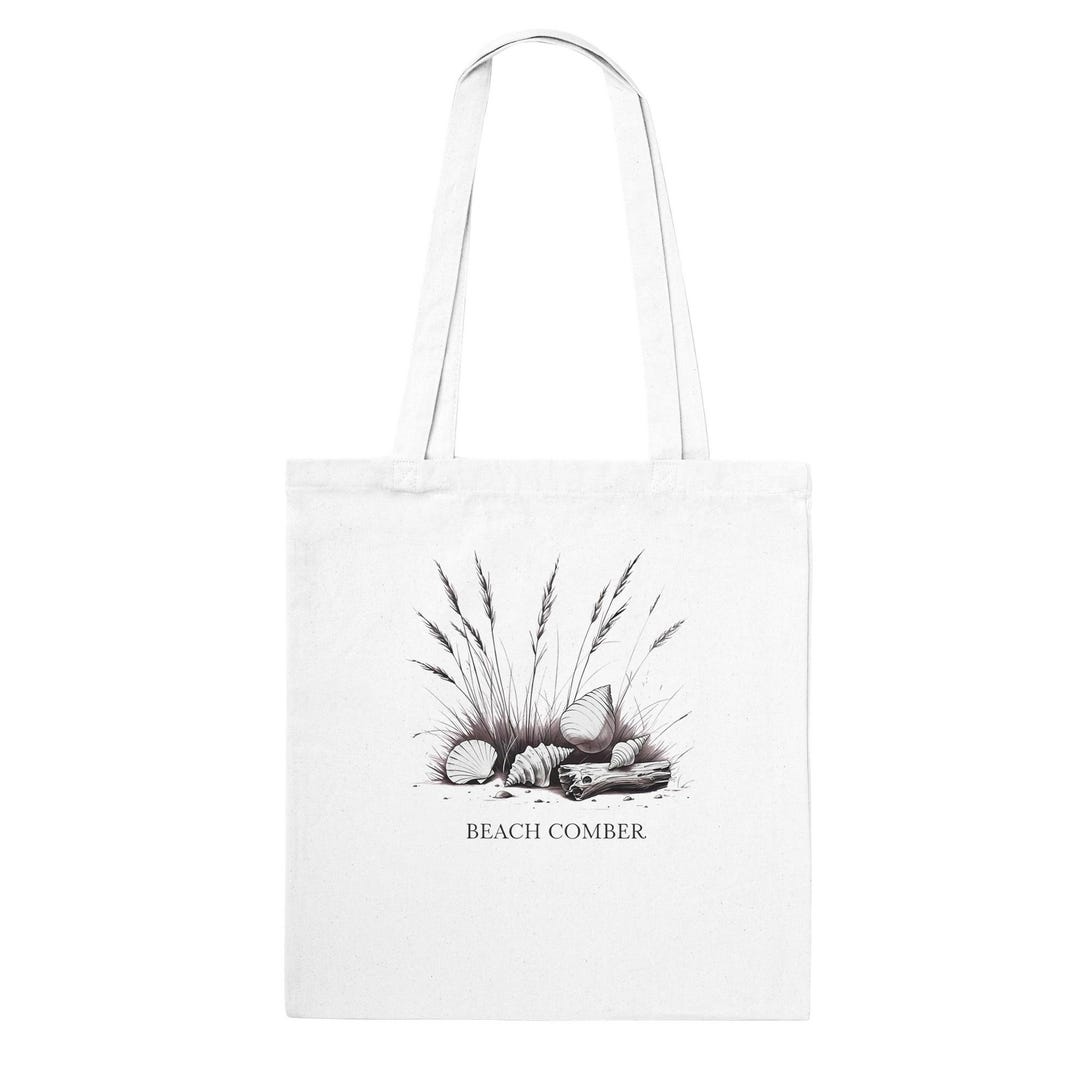 Beach Comber Coastal Botanical Tote Bag - Minimalist Canvas Summer Bag ...