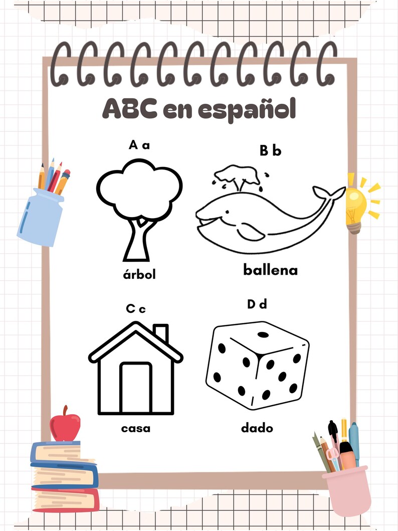 Easy Printable Coloring ABC, Spanish Alphabet, Preschool, Books, PDF ...