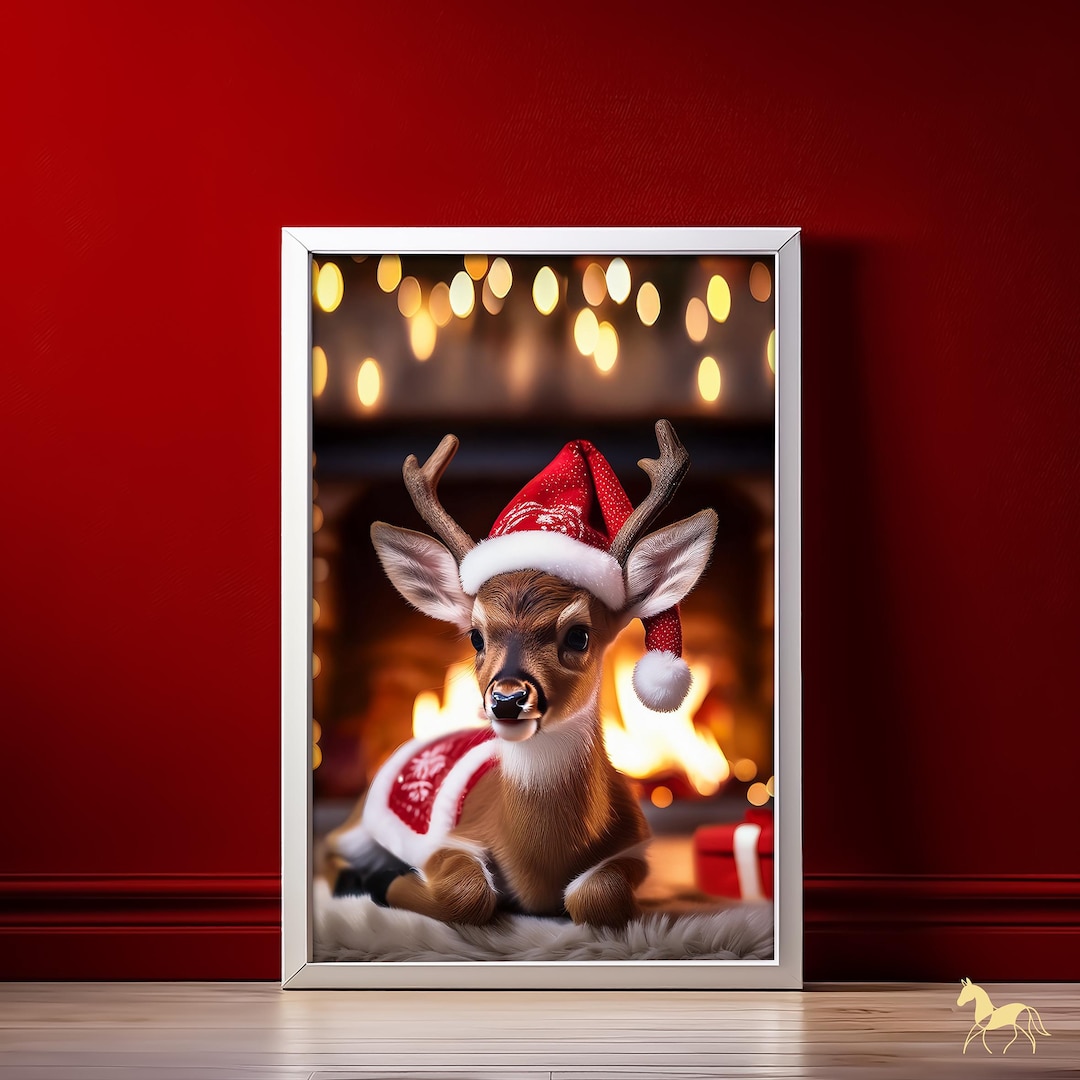Baby Reindeer Animal Poster – Christmas Wall Art (digital Download, 5 ...