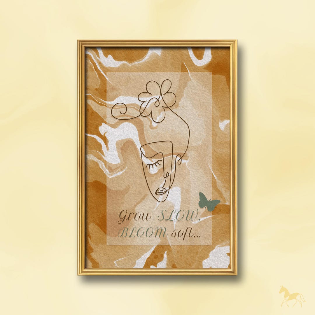 Retro 'grow Slow, Bloom Soft' Poster: Inspirational Wall Art (digital ...
