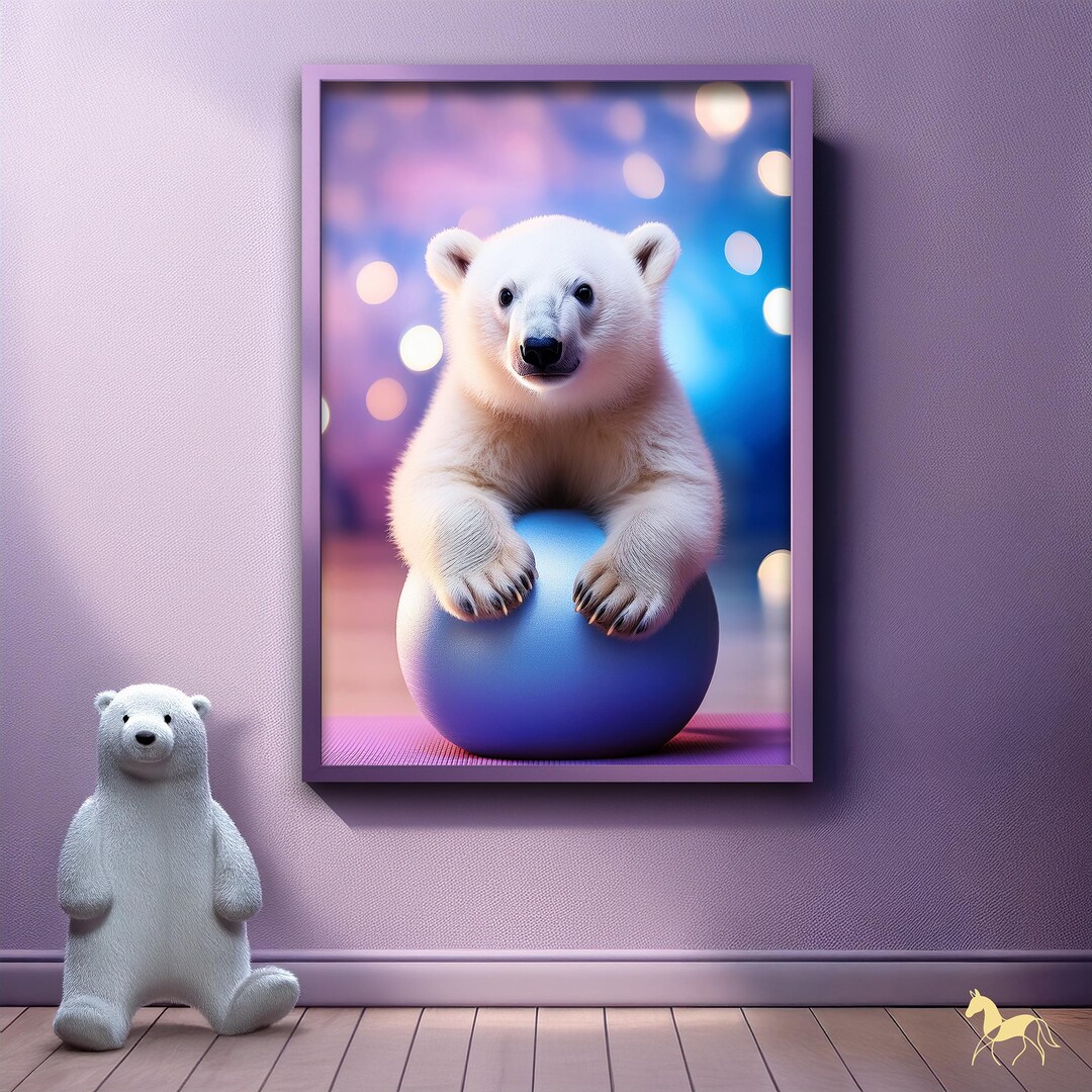 Baby Polar Bear Yoga Print: Animal Pilates Poster (digital Download, 5 ...