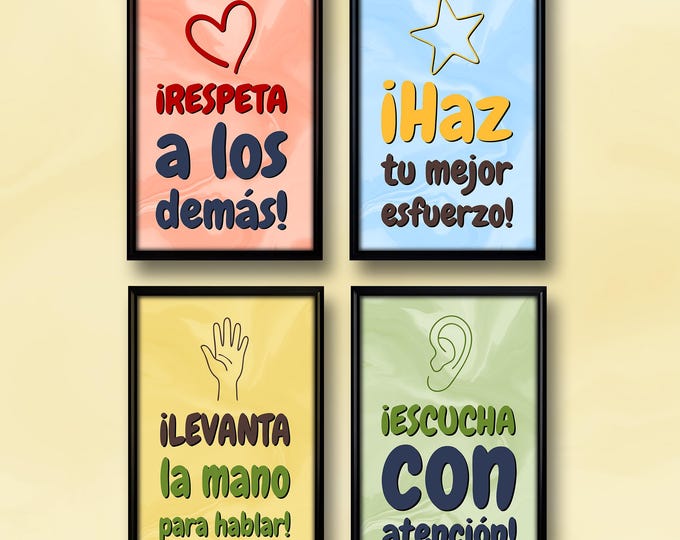 Custom Spanish Classroom Rules Poster: Colorful Chalkboard Decor ...