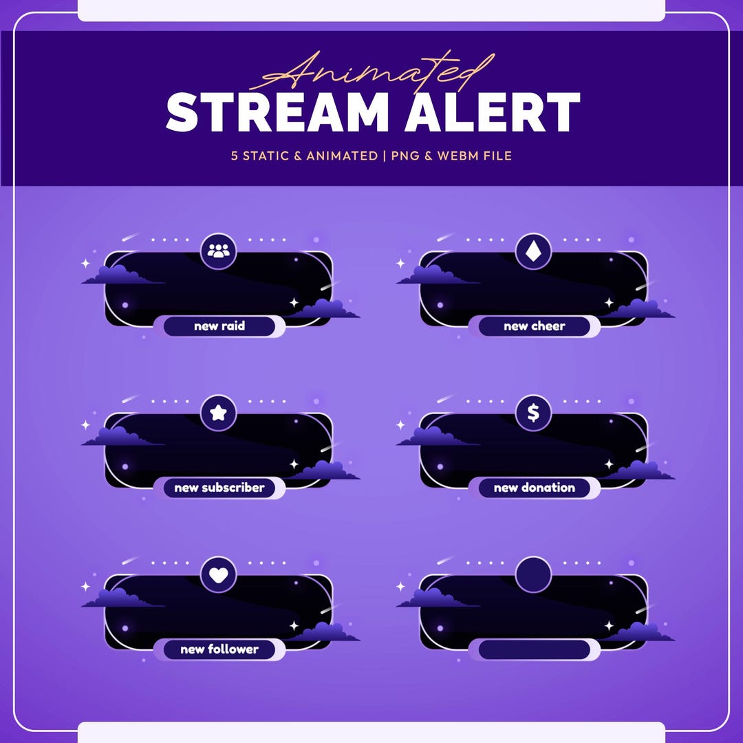 Nebula Dreams Animated Stream Alerts for Twitch Kick Youtube – Elegant ...